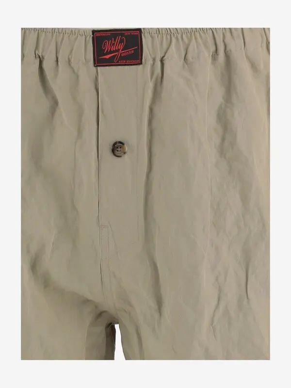 WILLY CHAVARRIA Cotton Blend Crinkled Texture Shorts - Cachi