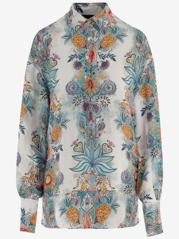 Just Cavalli Viscose Shirt With Botanical Print