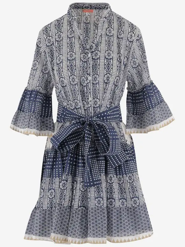 PEP'S CANNES Cotton Dress With Geometric Pattern