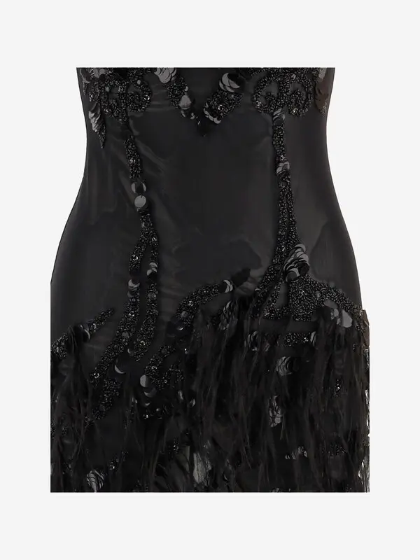 Just Cavalli Technical Jersey Dress With Feathered Details