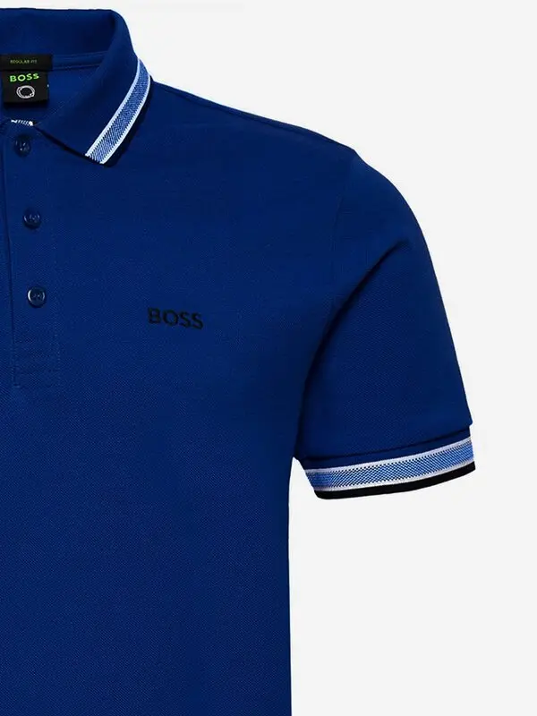 Hugo Boss Cotton Piqué Polo Shirt With Logo - Blue