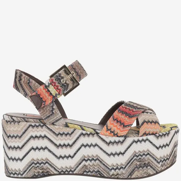 Missoni Platform Sandals With All-over Zigzag Pattern - Red