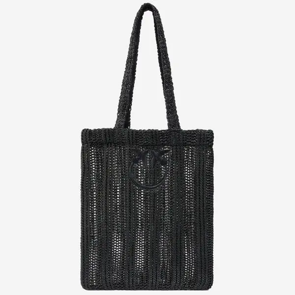 Pinko Raffia Shopping Bag - Nero