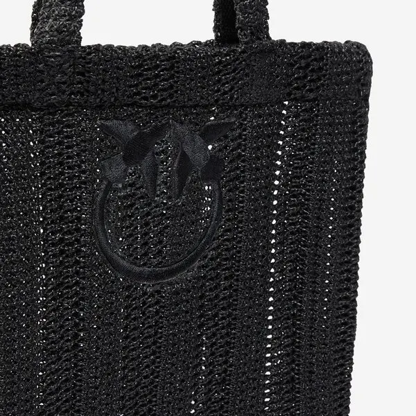 Pinko Raffia Shopping Bag - Nero