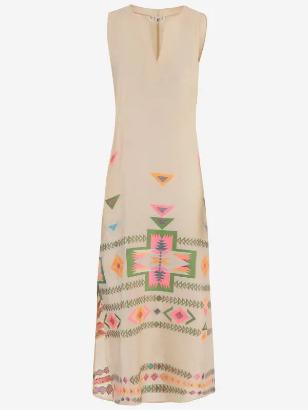 NEMA Long Dress With Geometric Pattern