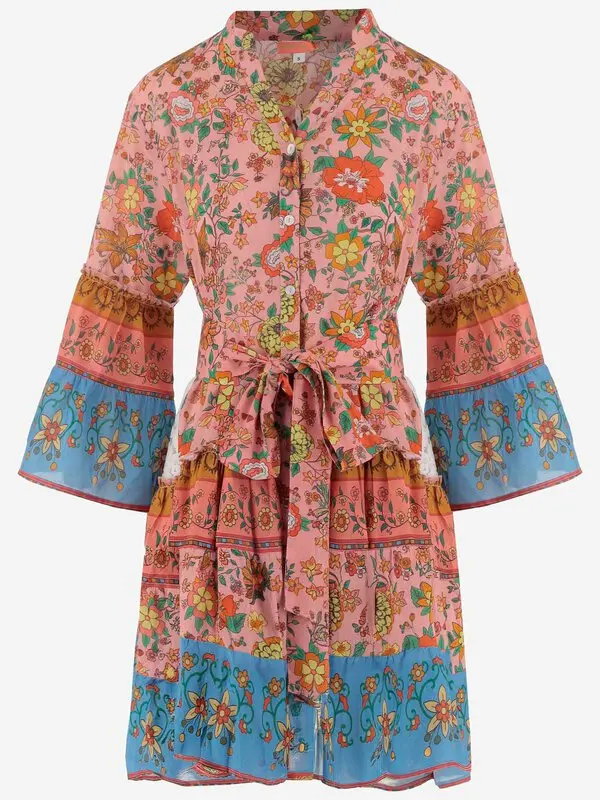 PEP'S CANNES Floral Print Cotton Dress - Red
