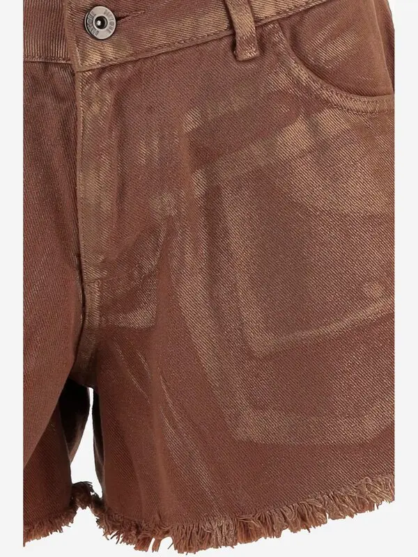 DON'T @ ME Cotton Shorts With Fringed Hem