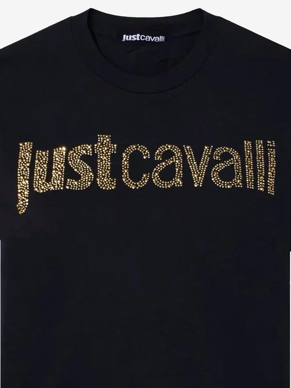 Just Cavalli Embellished Logo T-shirt - Black