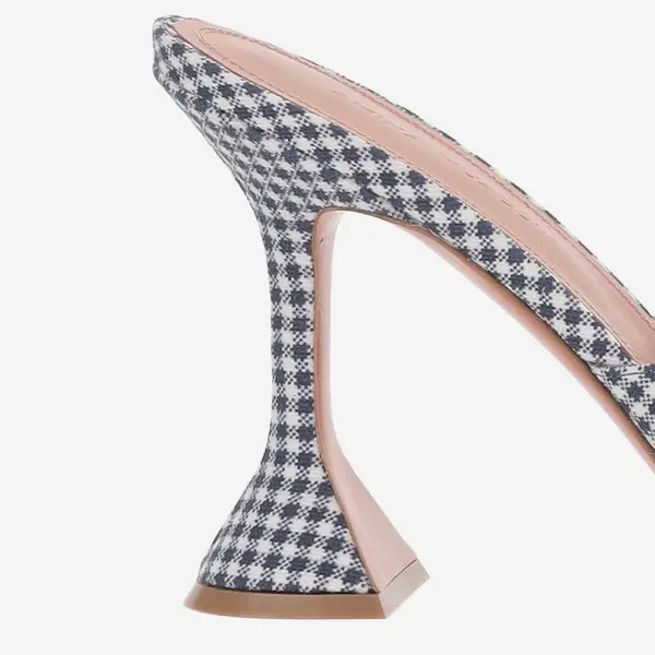Amina Muaddi Lupita Gingham Fabric And Leather Sandals