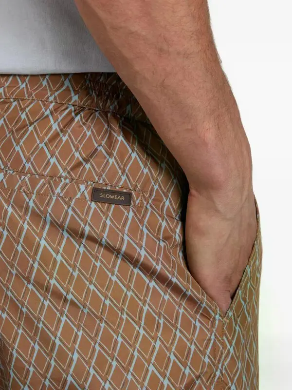 SLOWEAR Geometric Print Swim Shorts