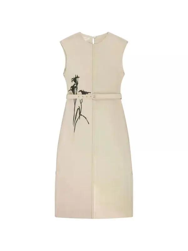 SLOWEAR Floral Print Belted Midi Tunic - Neutrals