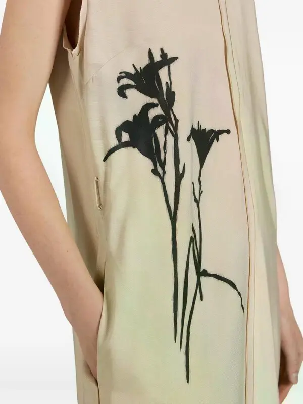 SLOWEAR Floral Print Belted Midi Tunic