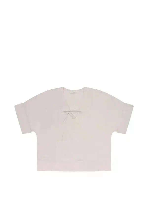 GLANSHIRT Ivory Tie-neck Blouse - Neutrals