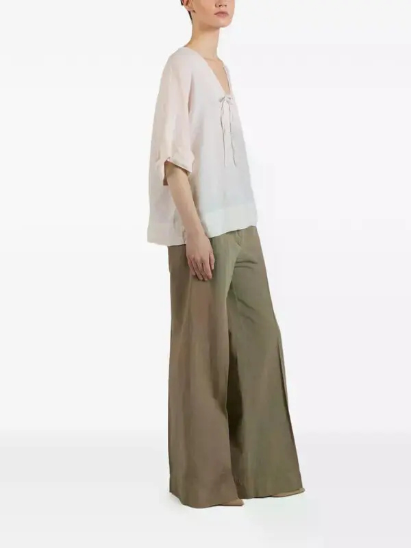 GLANSHIRT Ivory Tie-neck Blouse
