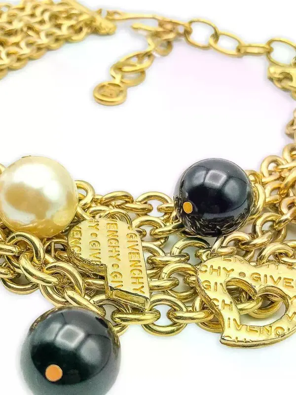 Givenchy 1990s Multi-chain Logo Charm Necklace