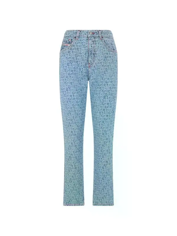 DIESEL® Monogram Print Straight-leg Jeans - Blue