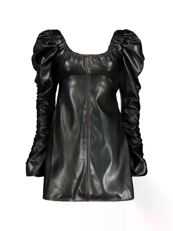 ELLERY Gathered Sleeve Contrast Stitch Mini Dress