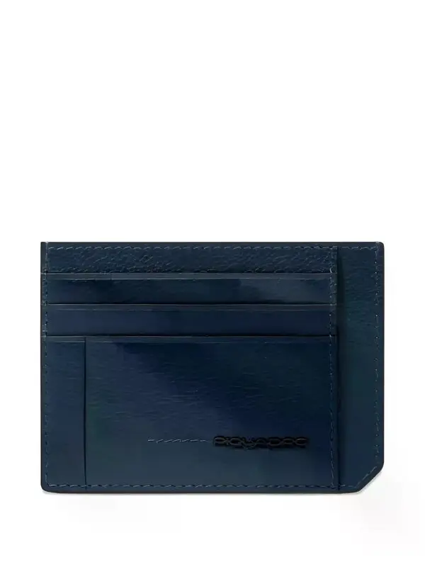 PIQUADRO Logo-plaque Leather Card Holder - Blue