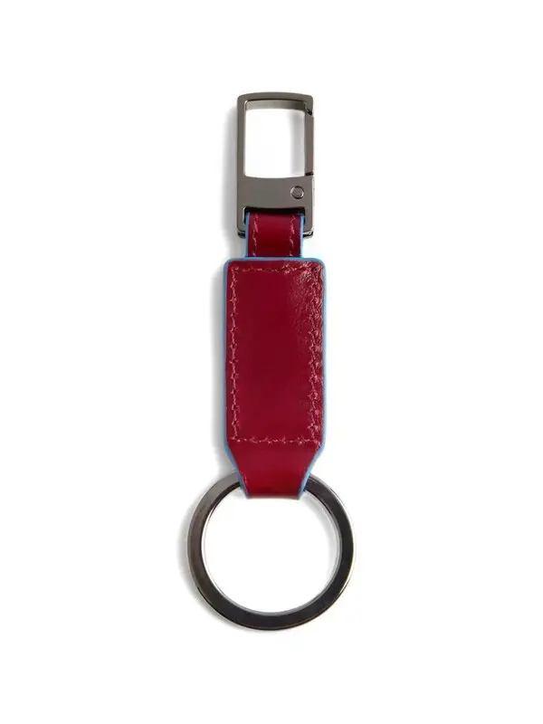 PIQUADRO Leather Carabiner Keychain - Red