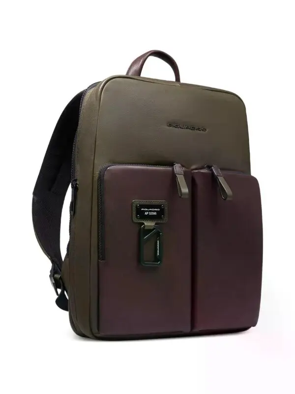 PIQUADRO Expandable Leather Backpack