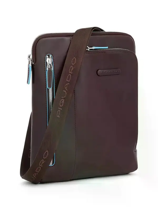 PIQUADRO Blue Square Leather Messenger Bag
