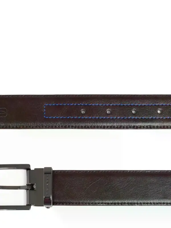 PIQUADRO Leather Belt With Contrast Topstitching