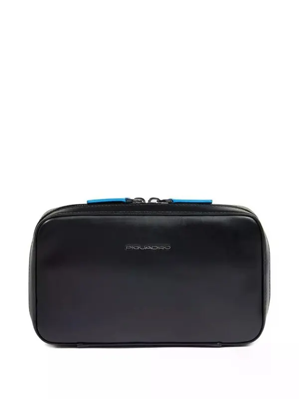 PIQUADRO Logo-plaque Leather Pouch - Black