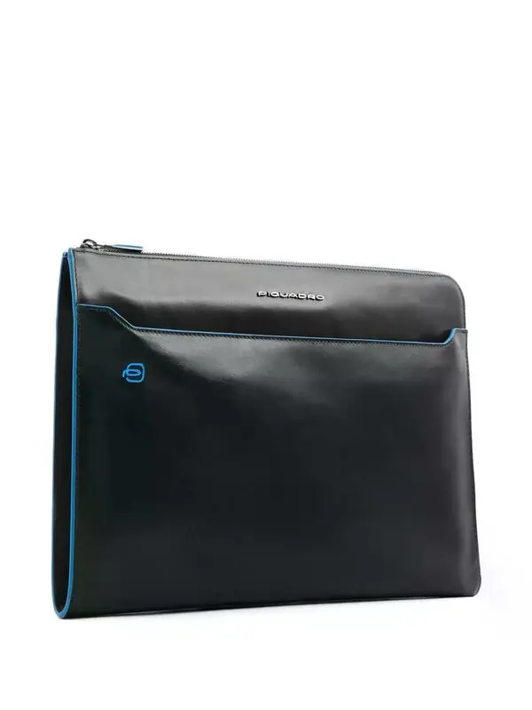 PIQUADRO Leather Clutch Bag With Stow-away Handle