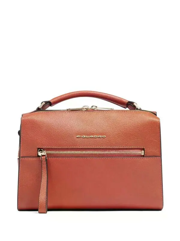 PIQUADRO Grained Leather Shoulder Bag