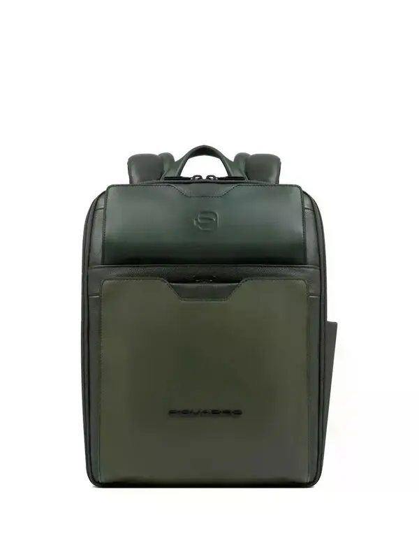 PIQUADRO Grained Leather Backpack - Green