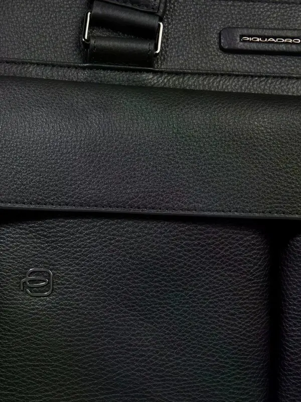 PIQUADRO Grained Leather Tote Bag