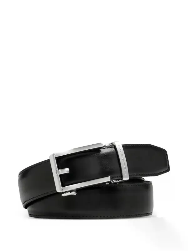 PIQUADRO Smooth Leather Belt With Silver-tone Buckle