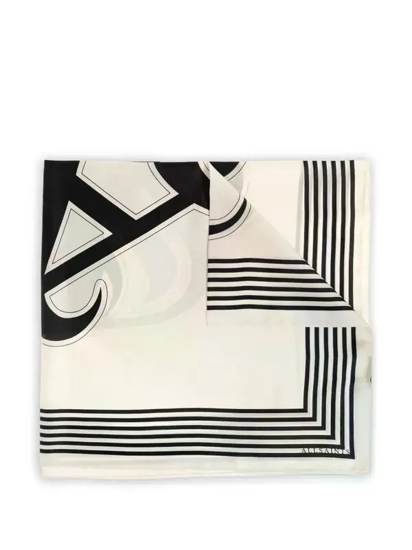 ALLSAINTS Graphic-print Striped-border Scarf