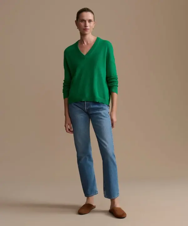 Jenni Kayne Flynn Cashmere V-neck Sweater - Green