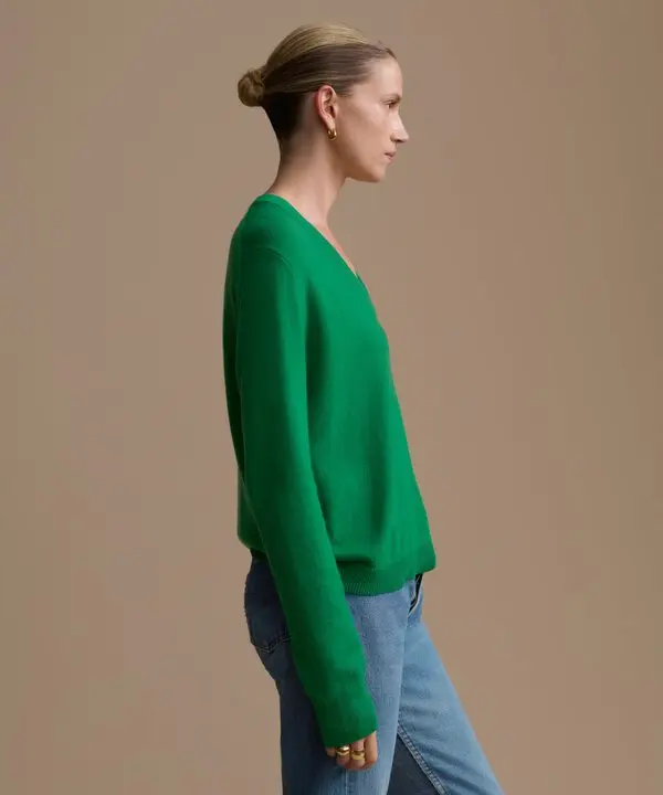 Jenni Kayne Flynn Cashmere V-neck Sweater - Green