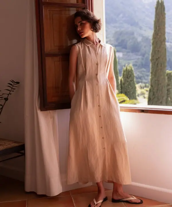 Jenni Kayne Jayne Dress In Linen Viscose Blend