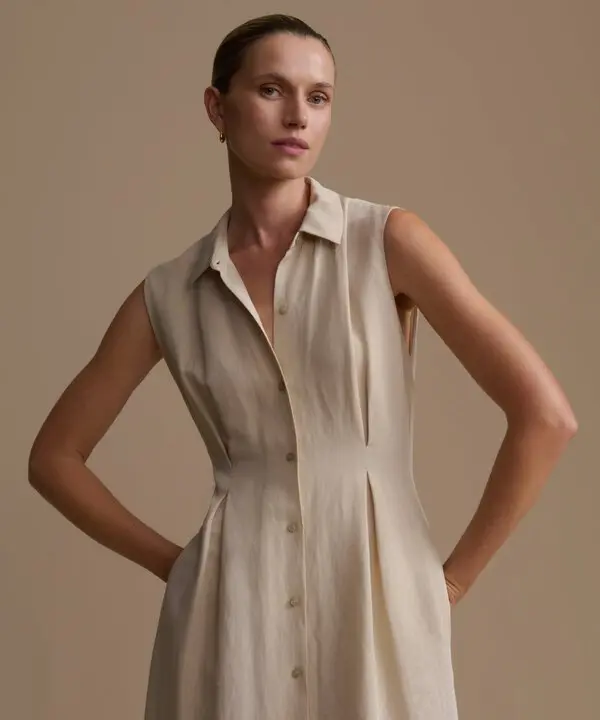 Jenni Kayne Jayne Dress In Linen Viscose Blend