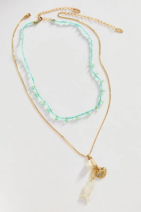 Anthropologie Layered Necklaces, Set Of 2 - Lime
