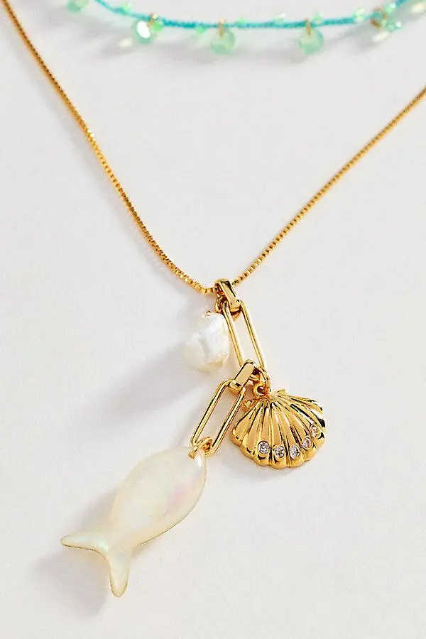 Anthropologie Layered Necklaces, Set Of 2 - Lime