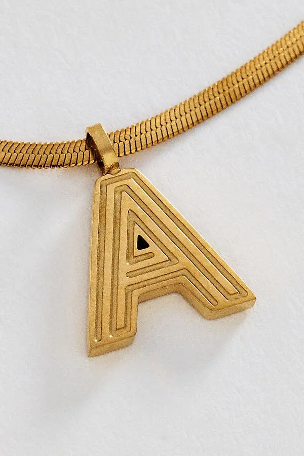 Anthropologie Water Resistant Initial Necklace - A
