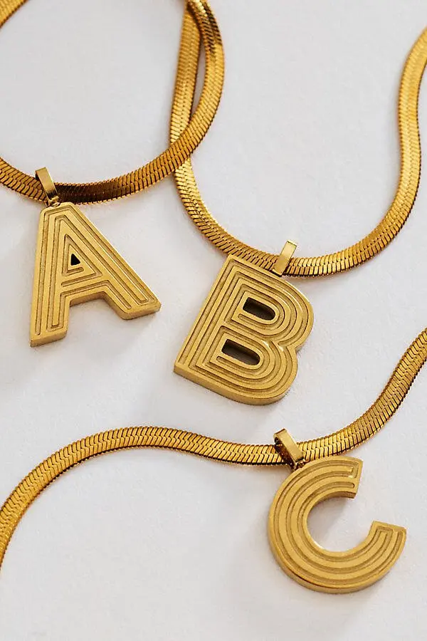 Anthropologie Water Resistant Initial Necklace - A