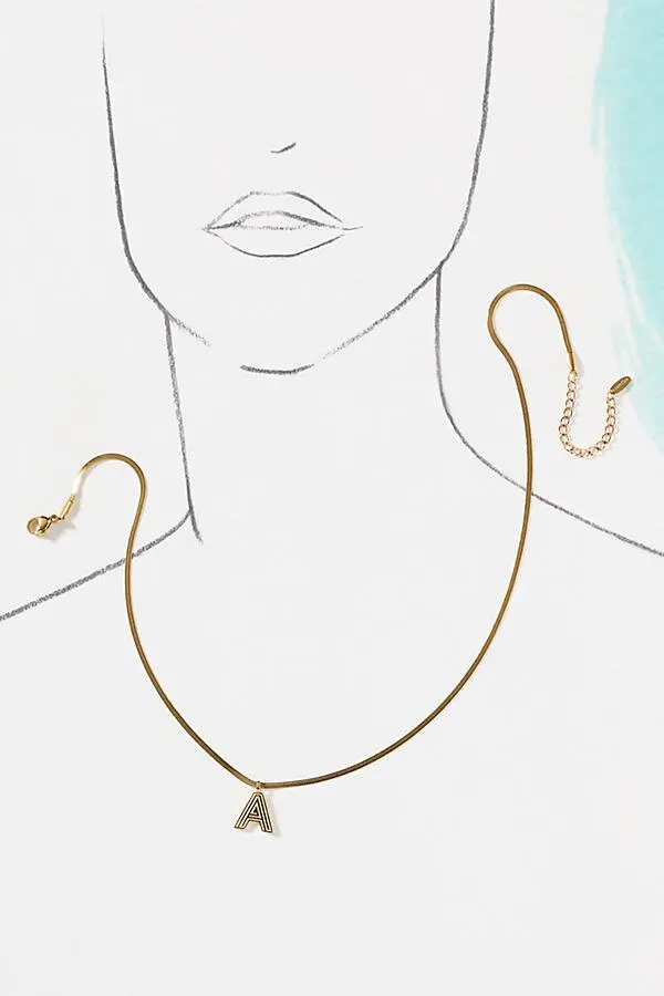 Anthropologie Water Resistant Initial Necklace - A