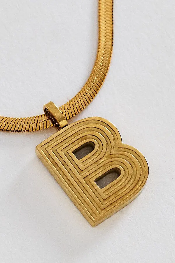 Anthropologie Water Resistant Initial Necklace - B