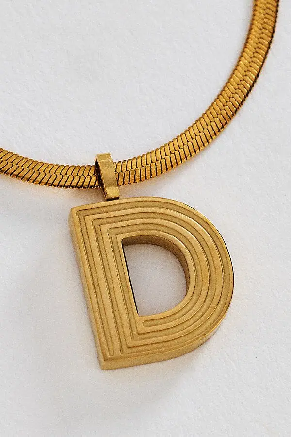 Anthropologie Water Resistant Initial Necklace - D
