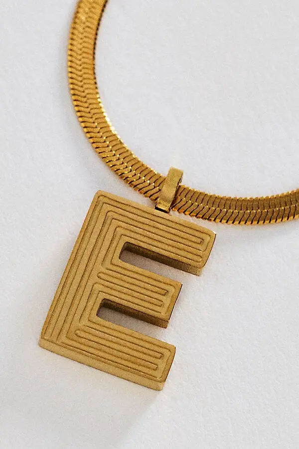 Anthropologie Water Resistant Initial Necklace - E