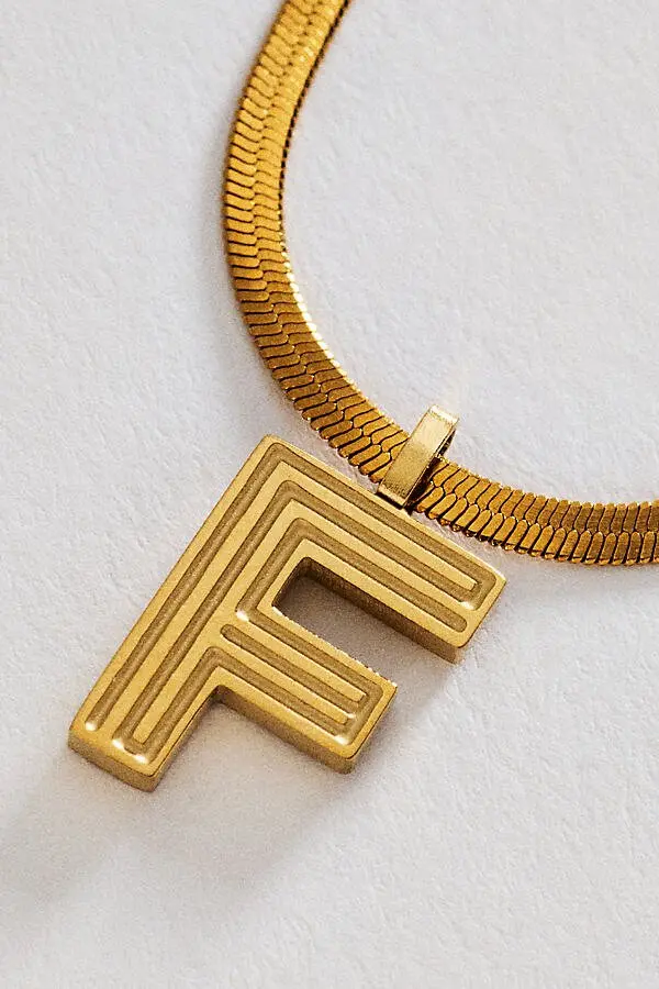 Anthropologie Water Resistant Initial Necklace - F