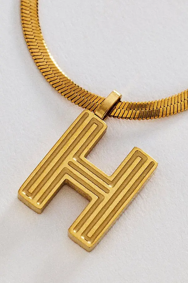 Anthropologie Water Resistant Initial Necklace - H