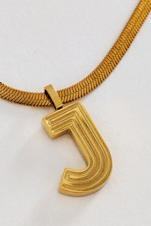 Anthropologie Water Resistant Initial Necklace - J