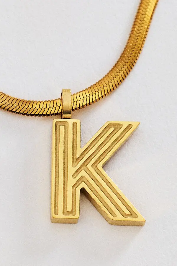Anthropologie Water Resistant Initial Necklace - K