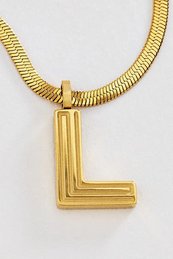 Anthropologie Water Resistant Initial Necklace - L